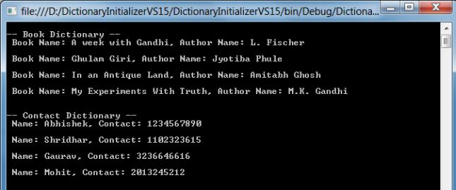 Dictionary Initializers A New Feature Of C 60 4264